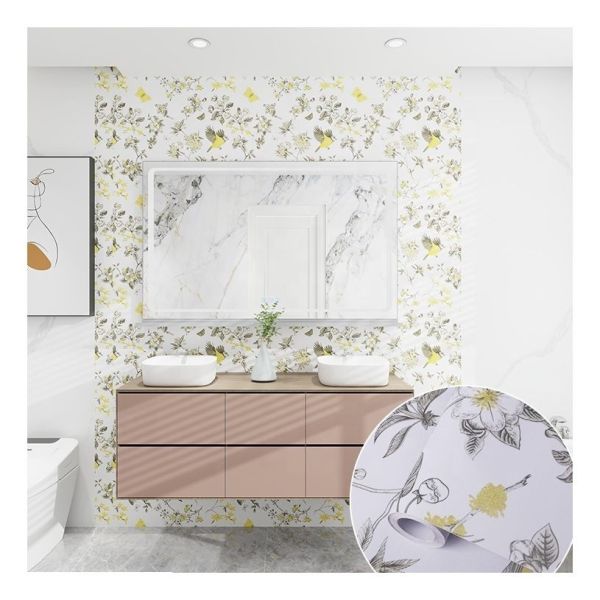 Quality Fireproof Botanical Wallpaper Peel And Stick PVC Flower Wallpaper For Bathroom for sale