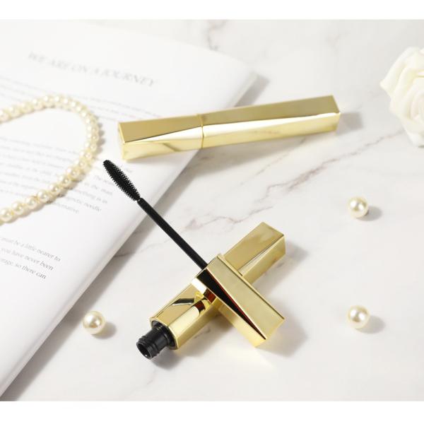 Quality 8.5ml Gold Plastic Mascara Tube Plated Gold Square Empty Mascara Container for sale
