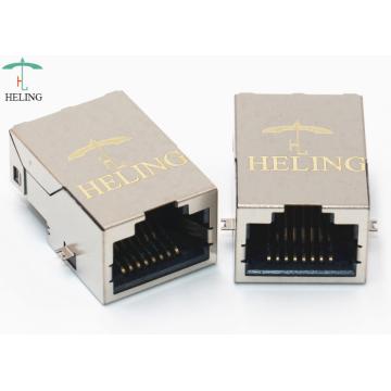Quality 100 Base T Integrated Magnetics RJ45 Brass Shielded Right Angle Side Entry for sale