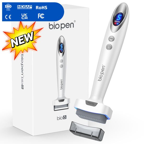 Quality Electroporation Microneedle Stamp Roller with Blue & Red Light Dual Phototherapy 120 Pins Titanium Needles and 5-Level Speed Control for Home Skincare Bio 6 for sale