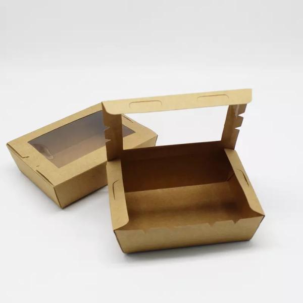 Quality Salad 337gsm Biodegradable Disposable Tableware Food Packaging Box With Window for sale