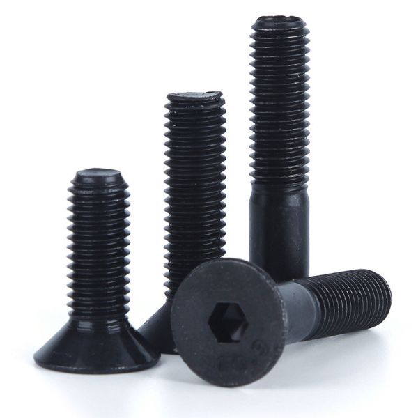 Quality Black Oxide Carbon Steel Flat Hex Socket Bolt Full Thread Grade10.9 DIN7991 Bolt Made for sale