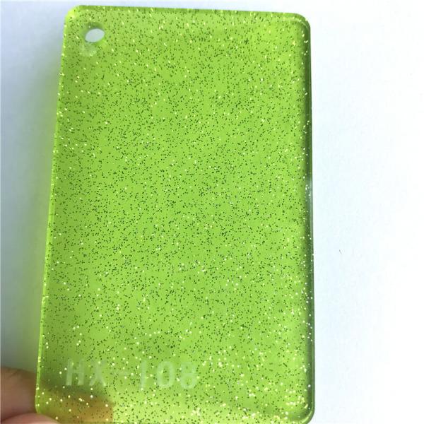 Quality Cutting Transparent Green Glitter Acrylic Sheets 1/8inch PMMA Plexiglass for sale