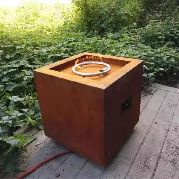 Quality Backyard Garden Heater Square Corten Steel Propane Gas Fire Pit Table for sale