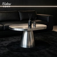 Quality Modern Industrial Aviator Aluminum Coffee Table Round Riveted Metal Center Table for sale