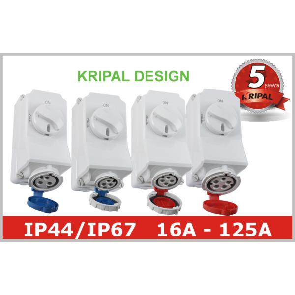 Quality 250V 415V Power Industrial Plug Socket with Switched Interlock PC BOX for sale