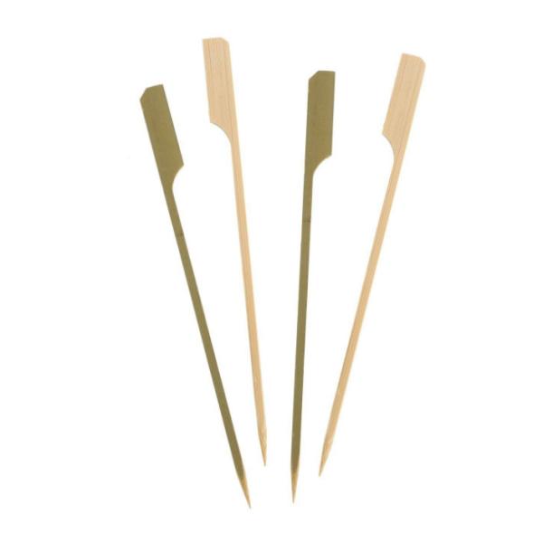 Quality Disposable Long Paddle Flat Bamboo Skewers Customized Color for sale