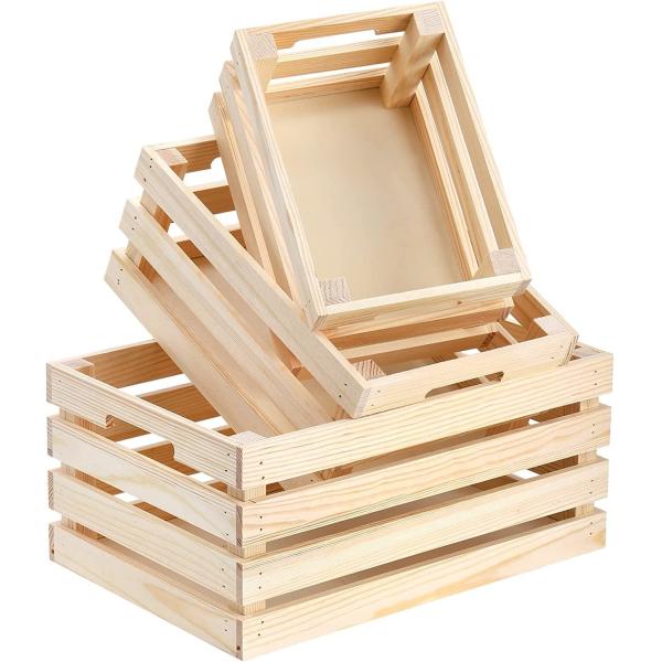 Quality Home Decoration Wooden Crates with Handle in Brown Gray or Custom Color for sale