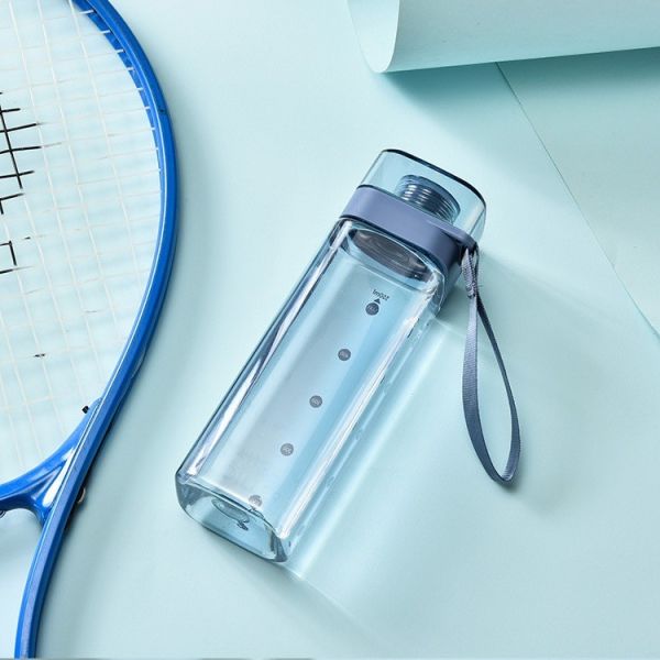 Quality Travel in Style with Customized Logo Square Shaped 550ml 700ml Drink Bottle With Rope for sale