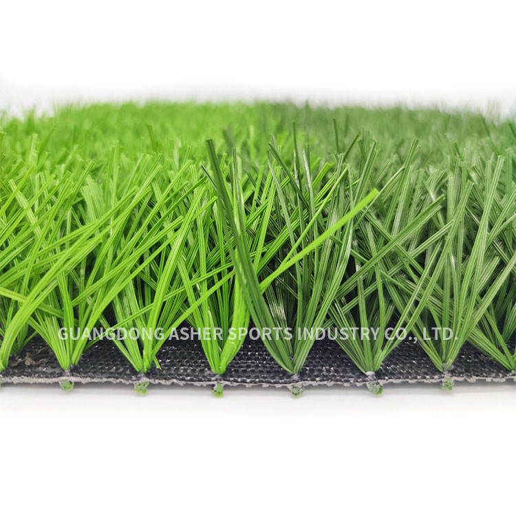 Artificial football pitch with rubber granules hybrid grass