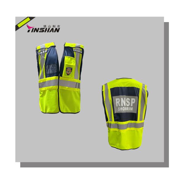 Quality Fluorescent Yellow Customized Logo High Visibility Reflective Vest for Security for sale