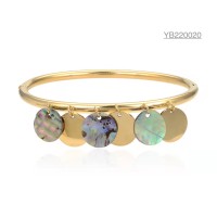 Quality Luxury jewelry vintage colour shell bangle 14k rosegold Stainless steel bracelet for sale