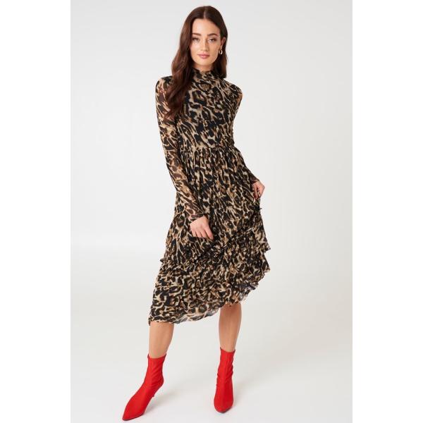 Quality Fashion Women Leopard Print Long Sleeve Women Maxi Dresses for sale