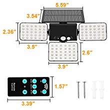 Quality Adjustable Heads 1000lm 260Pcs LED Solar Motion Sensor Wall Light Outdoor for sale