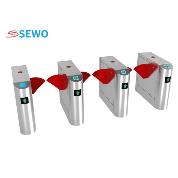 Quality Low Noise Flap Barrier Turnstile Gate with RFID Card Reader Access Control for sale