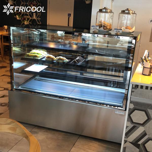 Quality Single Temperature Square Glass Refrigerated Deli Case Fridge 17.6 CU.FT for sale