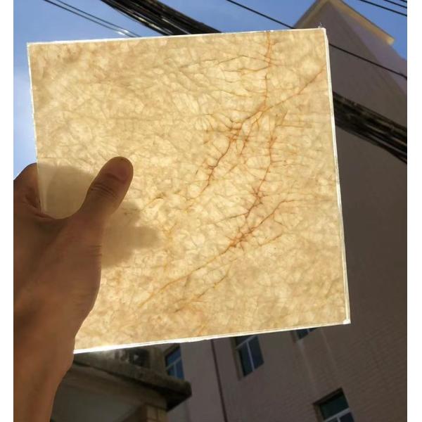 Quality 2MM Thin Stone Marble Laminated Glass Facade Lightweight for sale