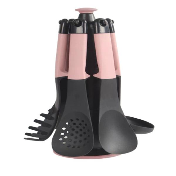 Quality Effortlessly Access Utensils with 6-Piece Nylon Set and Rotating Storage Stand for sale