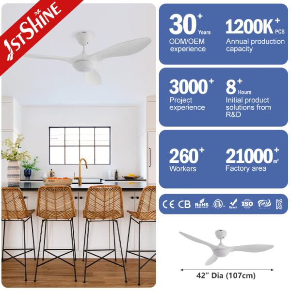 Quality 52 Inch White Ceiling Fan With Dimmable LED Light And Remote Control DC Motor for sale