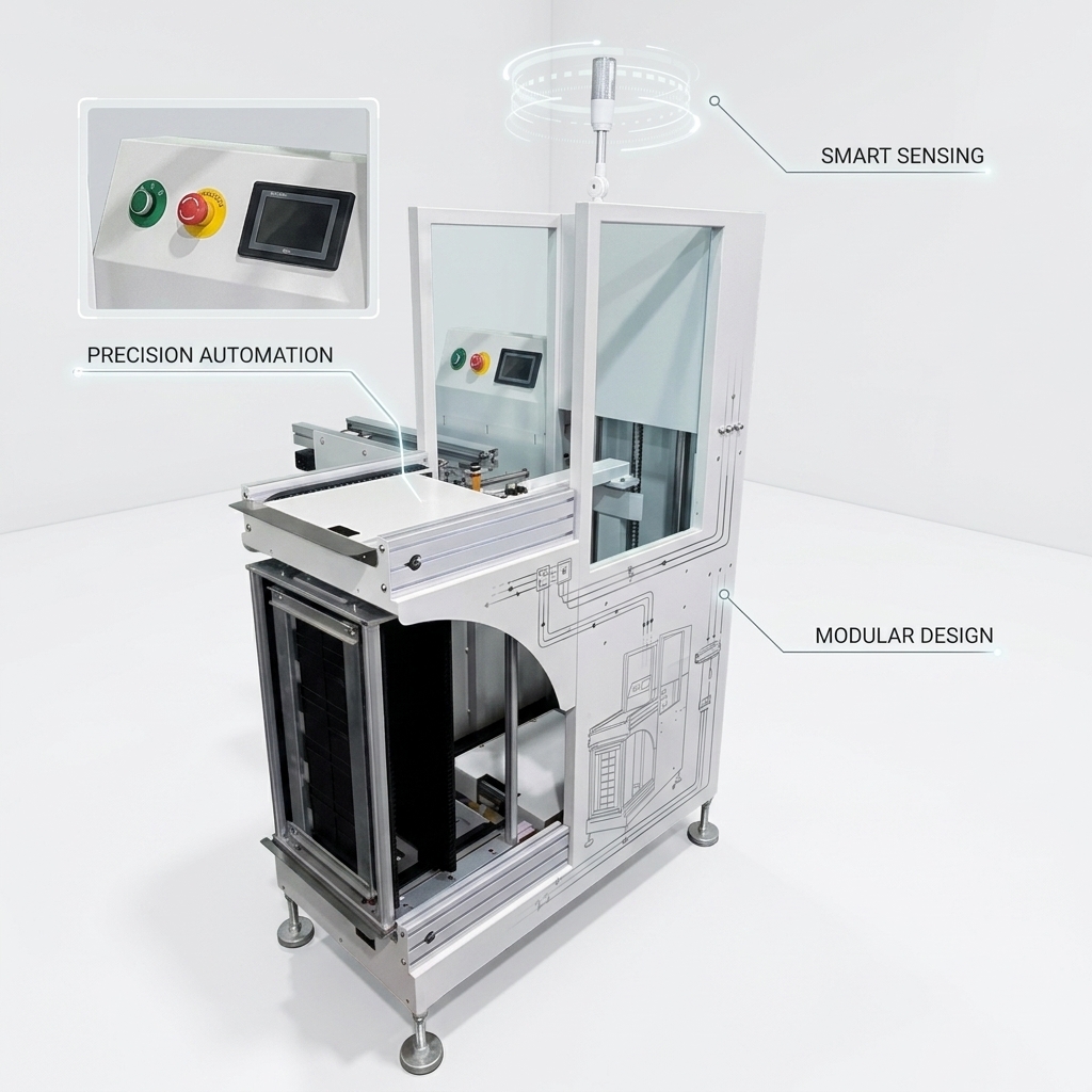 Quality Automatic SMT L-type PCB Unloader featuring Down Loader and Magazine Collector for streamlined production line operations for sale