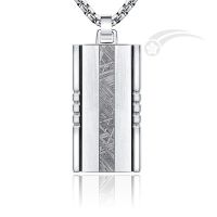 Quality Rectangle Meteorite Stainless Steel Dog Tag Jewellery Mens Tag Pendant Casual for sale