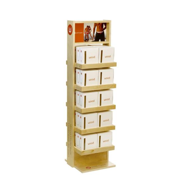 Quality Classical Wine Bottle Display Stand Wooden Coffee Bag Display Rack for sale