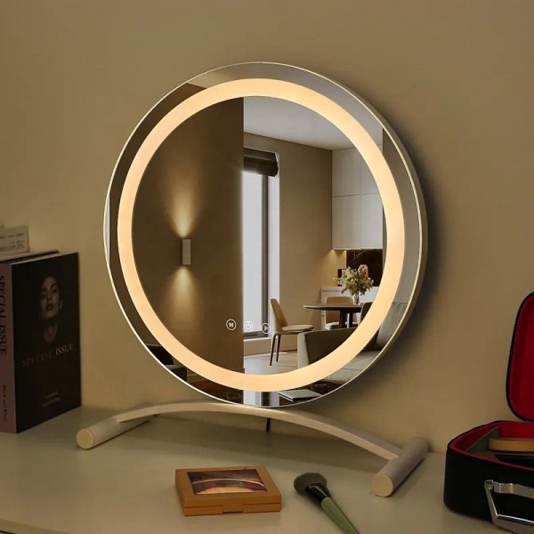Quality 3000K - 6000K LED Makeup Mirror Round Touch Screen Light Up Mirror for sale