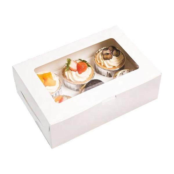 Quality Bakery Custom Cake Box Mini Muffin Cupcake Boxes 6 Holes With Window for sale