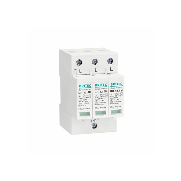 Quality 12.5kA Iimp 3 Phase DIN Rail Mount Surge Protector and Surge Arrester for AC Power Systems for sale