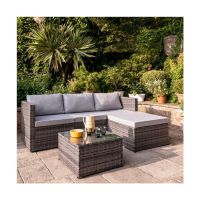 Quality Leisure Outdoor AJUNION 4 Seat Wicker Rattan Garden Furniture Sofa Corner Lounge for sale