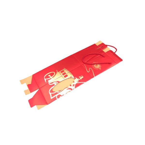 Quality Red Fancy Corrugated Wine Gift Box Packaging With Red Handles Customized Logo for sale