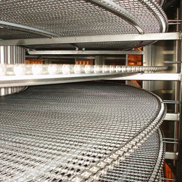Quality Biscuit / Cookie Spiral Belt Freezer Bread Tortillas Cooling Conveyor With Fan for sale