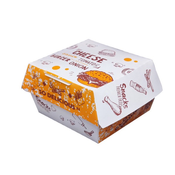 Quality Customized Logo Acceptable Disposable Kraft Paper Burger Box for Eco-Friendly Fast Food Packaging for sale