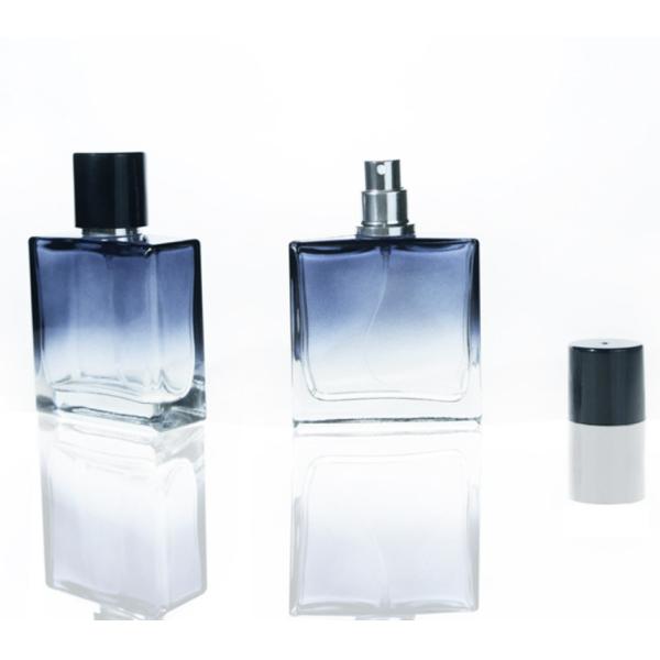 Quality Refillable Blue Square Luxury Glass Perfume Bottle 50ml 30ml for sale