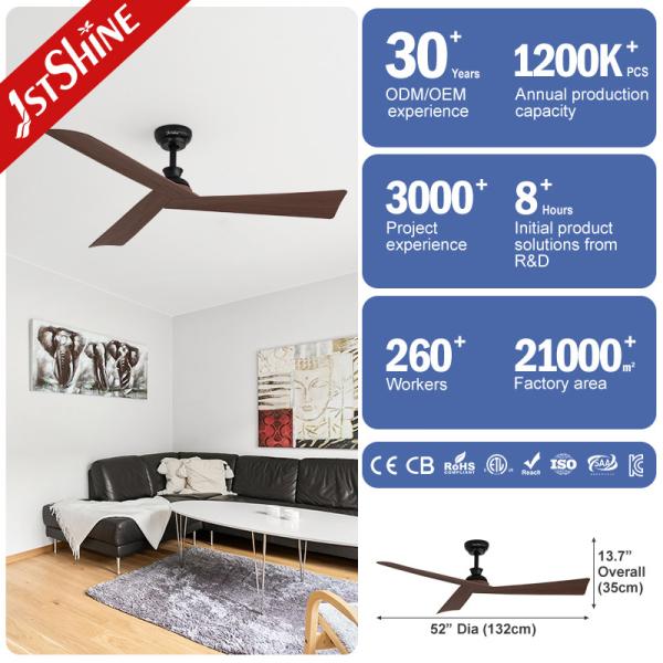 Quality Sleek Black Ceiling Fan with Dark Wood Grain Blades for sale