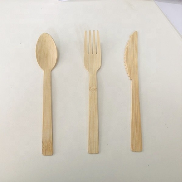 Quality Compostable Disposable Cutlery Set Eco Friendly Bamboo Fork Spoon Knife for for sale