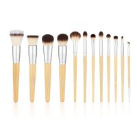 Quality Vegan Synthetic Fiber 12Pcs Bamboo Makeup Brushes Set OEM for sale