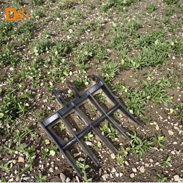 Quality 0.8T To 1.5T Excavator Parts Small Rake Attachment Agricultural Digger Rake for sale