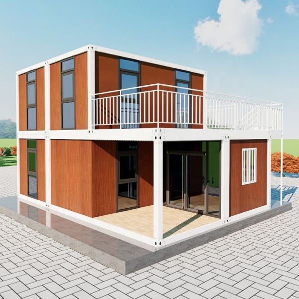 Quality Wooden Color Container House With Deck Detachable Container Modular Home for sale