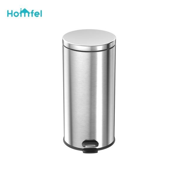 Quality Round Stainless Steel Foot Pedal Trash Can With Quiet Close Lid for sale