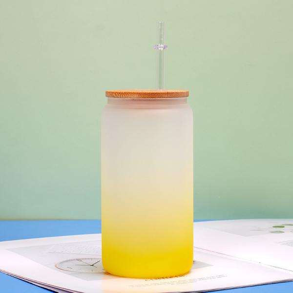 Quality Lightweight Colored Borosilicate Glass Smoothie Tumbler With Straw 18 Oz Glass for sale