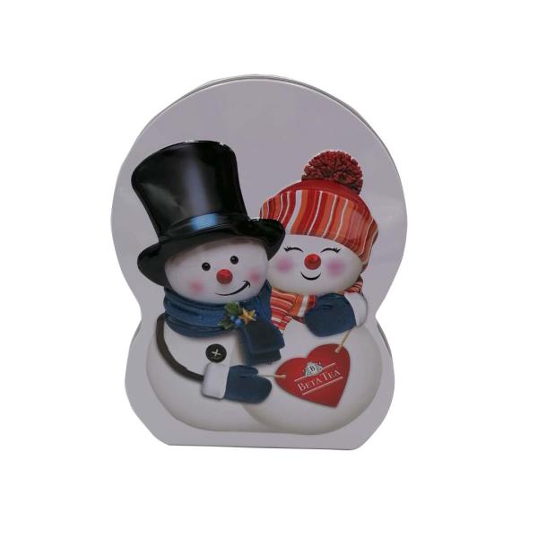 Quality High End Snowman Tins For Christmas Danish Butter Cookies Tins Holiday Gift Tin Boxes for sale
