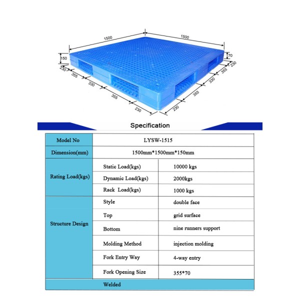 Quality 1500x1500 HDPE Rackable Pallets 10T Oversized Plastic Pallets for sale