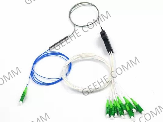Quality 8 Cores 1X8 Fiber Optic Plc Splitter With LC/APC Connectors for sale