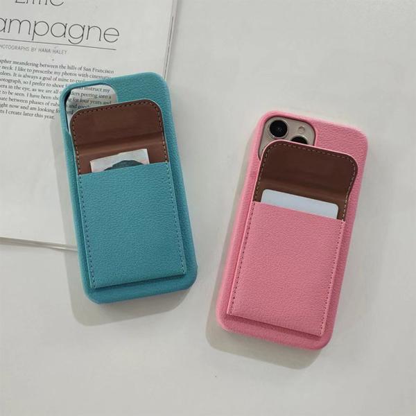 Quality Handcrafted Leather Card Holder Phone Case with Shockproof Feature and Luxury for sale