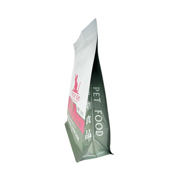 Quality 2500g Custom Matte White Pet Dry Food Bags with Ziplock 8 Sides Seal All Sides Printed Side Gusseted for sale
