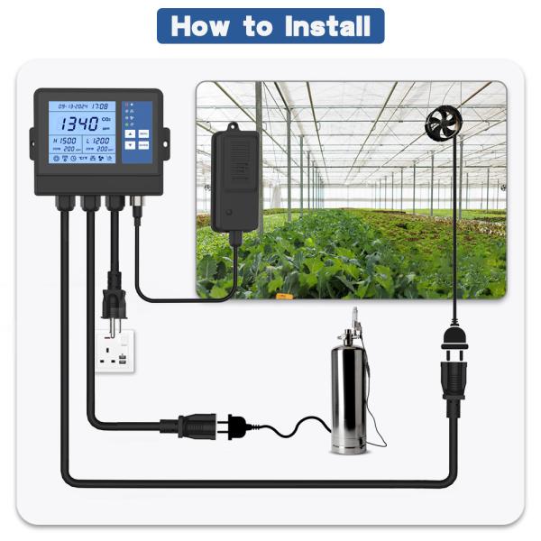 Quality Temperature Planting Greenhouse Co2 Controller Regulators Fan Programmable for sale