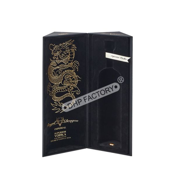 Quality Dragon Engraved Wine Packaging Box With Velvet Flocking Insert for sale