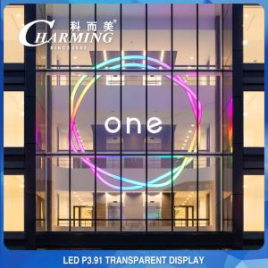Quality RGB P3.91 Transparent Glass Display , 500x1000mm Glass Wall LED Screen for sale
