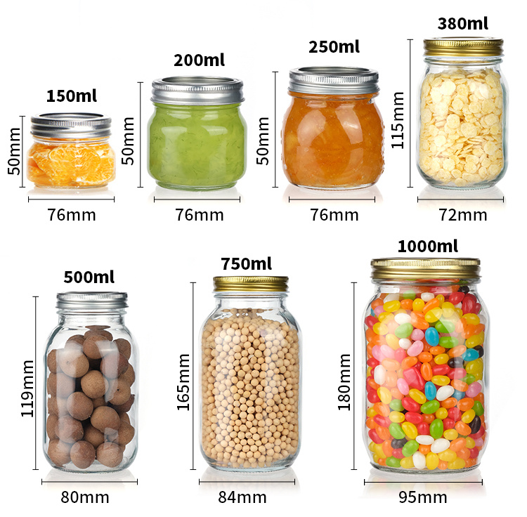 Custom Label Food Container Storage Clear 450ml 250ml Glass Honey Bottle with Lids